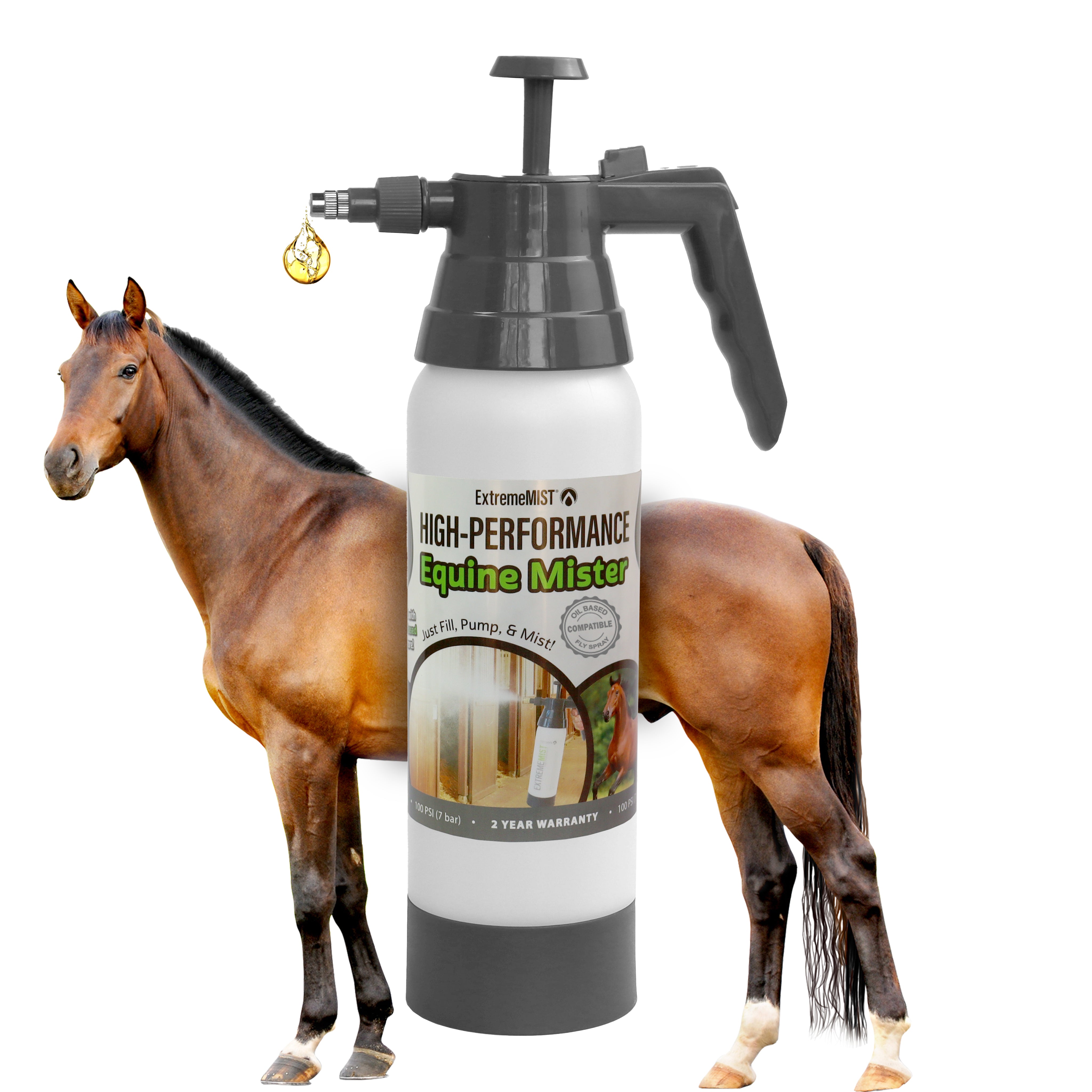 Horse Fly Spray Bottle with FKM Seals | Oil-Based Compatible